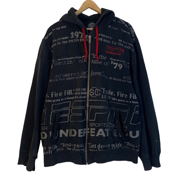 ESPN | Shirts | Vintage Espn Undefeated Zip Up Hoodie | Poshmark